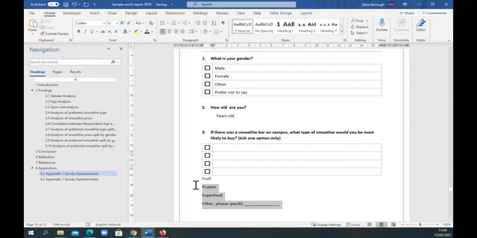 How to set up your questionnaire as an appendix | media.heanet.ie