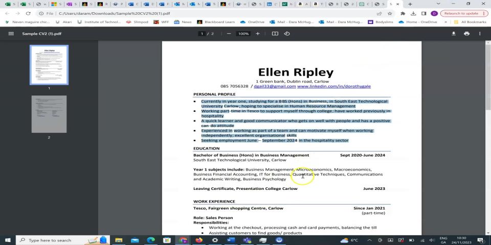 Preparing your CV yr1 | media.heanet.ie