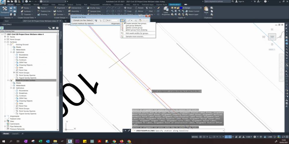 Y3 Civil 3D Project Exercise 2.3 Creating Sample Lines | media.heanet.ie