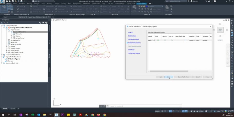 Y3 Civil 3D Project Exercise 1.7 Creating an Existing Ground Profile ...